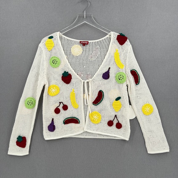 STAUD | Sweaters | Staud Sweater Womens Large White Melone Crochet ...
